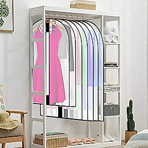 Pwsap 12 Pack Breathable Clothes Covers with Zip, Hanging Garment Covers Bags Dress Bag Covers Moth-Proof Mens Suit Storage Bag Dust Cover for Wardrobe Storage and Travel(Clear)