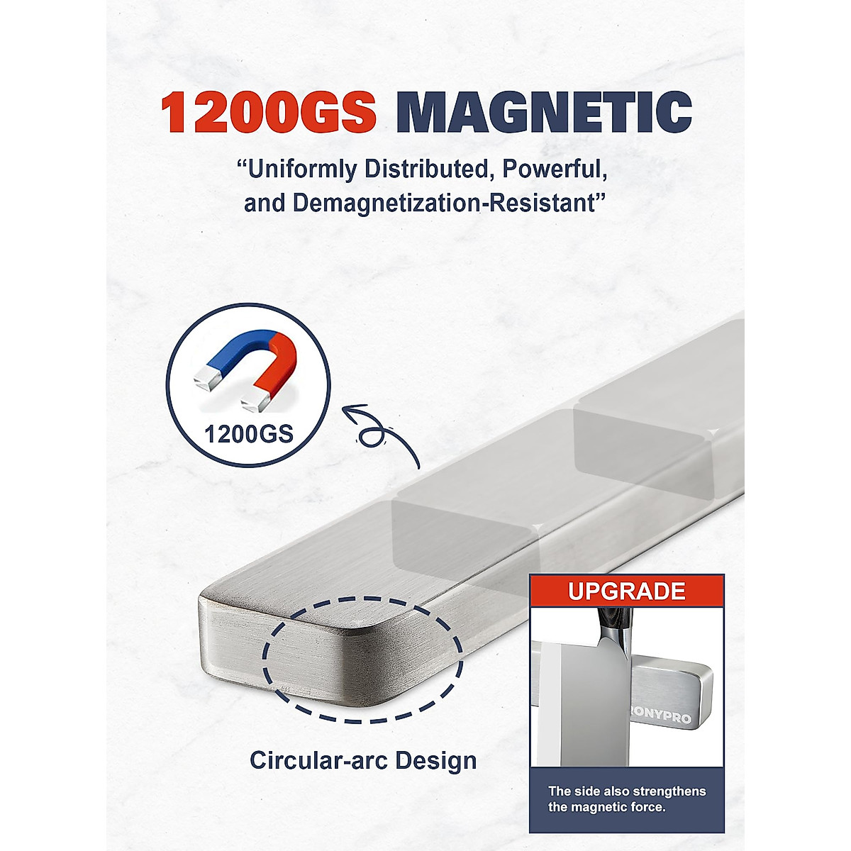 Bronypro 16 Inch Magnetic Knife Holder for Wall, Stainless Steel Knife Magnetic Strip for Refrigerator Mounted Bar, Magnetic Knife Rack for Kitchen Utensil Holder & Tool Holder