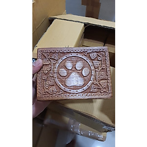 Wooden Pet Memorial Cremation Urns for Ashes Pet Urn Wood Keepsake Paw Box Urns for Cat Dogs Ashes | Cat Memorials