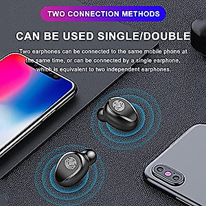 Wireless Earbuds Bluetooth 5.0 in Ear Light-Weight Headphones Built-in Microphone, Stereo Noise Reduction Waterproof Sport Running Earbuds with Charging Box