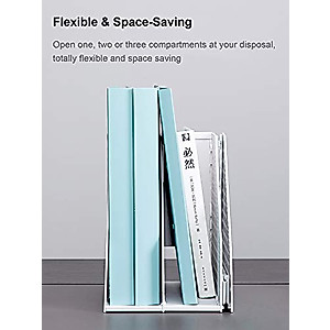 Leven/Deli Collapsible Magazine File Holder/Desk Organizer for Office Organization and Storage with 3 Vertical Compartments