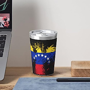 12oz Tumbler Venezuela Venezuelans Flag Stainless Steel Cup With Straw And Lid Spill Proof Bulk Double Wall Vacuum Reusable Water Tumblers For Cold Hot Drink
