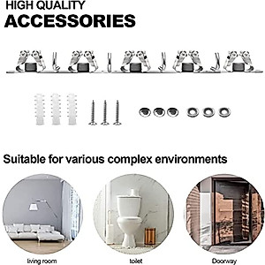 Bosszi Mop and Broom Holder, 4 Positions 5 Hooks Heavy Duty Mop Hanger Wall Mounted Stainless Steel Organizer for Home Laundry Bathroom, Garage Storage Systems Utility Tools Rack