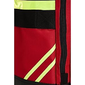 LINE2design Firefighter Gear Bag, Turnout Jumbo Fire Bag with Reflective Trim, Padded Shoulder Strap and Maltese Cross Logo Red Bag
