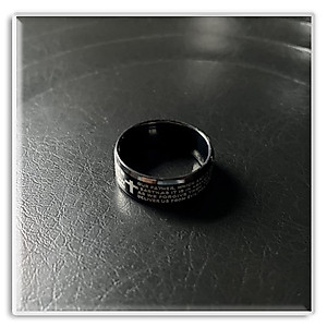 Xusamss Fashion Stainless Steel Lord's Prayer Cross Band Ring