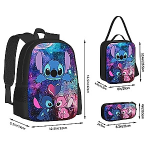 KEILA 3Pcs Backpack Set Casual Travel DayPack with Lunch Bag Pencil Case Rucksack Bag