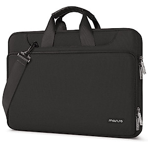 MOSISO 360 Protective Laptop Shoulder Bag Compatible with MacBook Air/Pro, 13-13.3 inch Notebook, Compatible with MacBook Pro 14 inch M3 M2 M1 2023-2021,Matching Color Sleeve with Belt, Black
