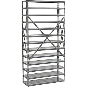 Global Industrial 13 Shelf Steel Shelving with (60) 4" H Plastic Shelf Bins, Green, 36x12x72