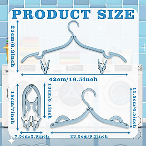 12 Pcs Foldable Travel Hangers with Clips, Collapsible Folding Hangers Drying Rack, Portable Clothes Hangers for Traveling, Cruise Ship Essentials (Multicolor)