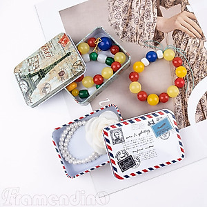 Framendino, 5 Pieces Metal Tins Box Containers Mini Portable Small Tins Box Rectangular Empty Storage Containers Portable Case with Lid