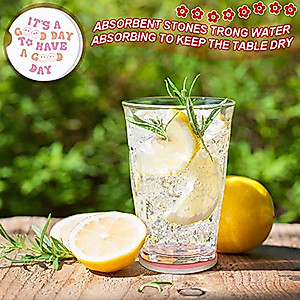 6 Pcs Pink Car Coasters Preppy Car Accessories for Women Absorbent Car Cup Coaster with Finger Notch Cute Coasters Smile Drink Coaster for Christmas Women Girl Students(Cute, Ceramic and Cork)