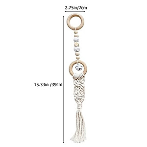 Beavorty 4Pcs Baby Wooden Gym Teething Rings with Tassels Macrame Fitness Woven Crib Hanging Rattles Pendants Toys Crib Hanging Ornaments