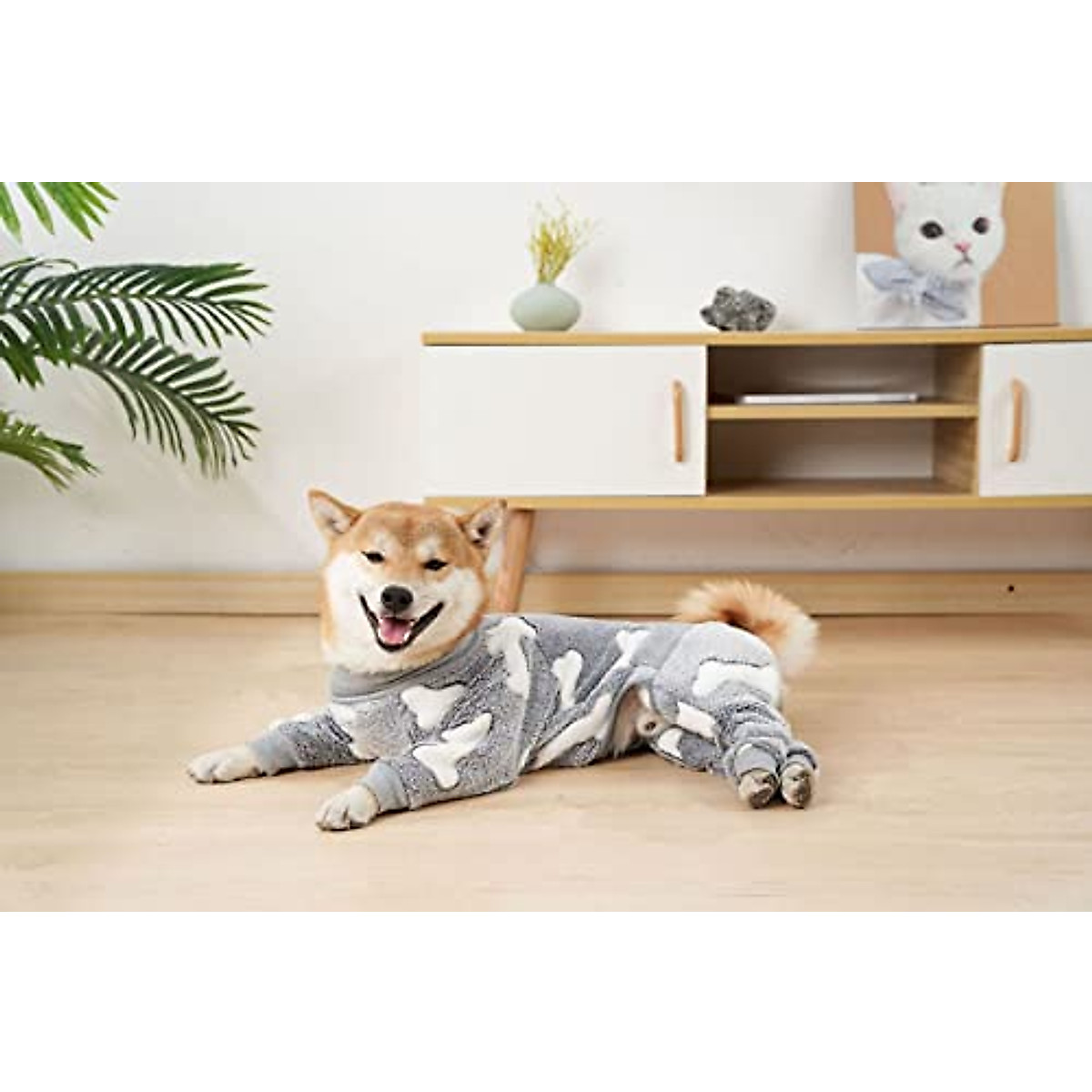 Harikaji Dog Warm Jumpsuit,Pet Winter Flannel Warm Pajamas,Cold Weather Dog Onesie,Dog Winter Clothes for Medium Large Dogs (3XL:Chest<29'', Grey)