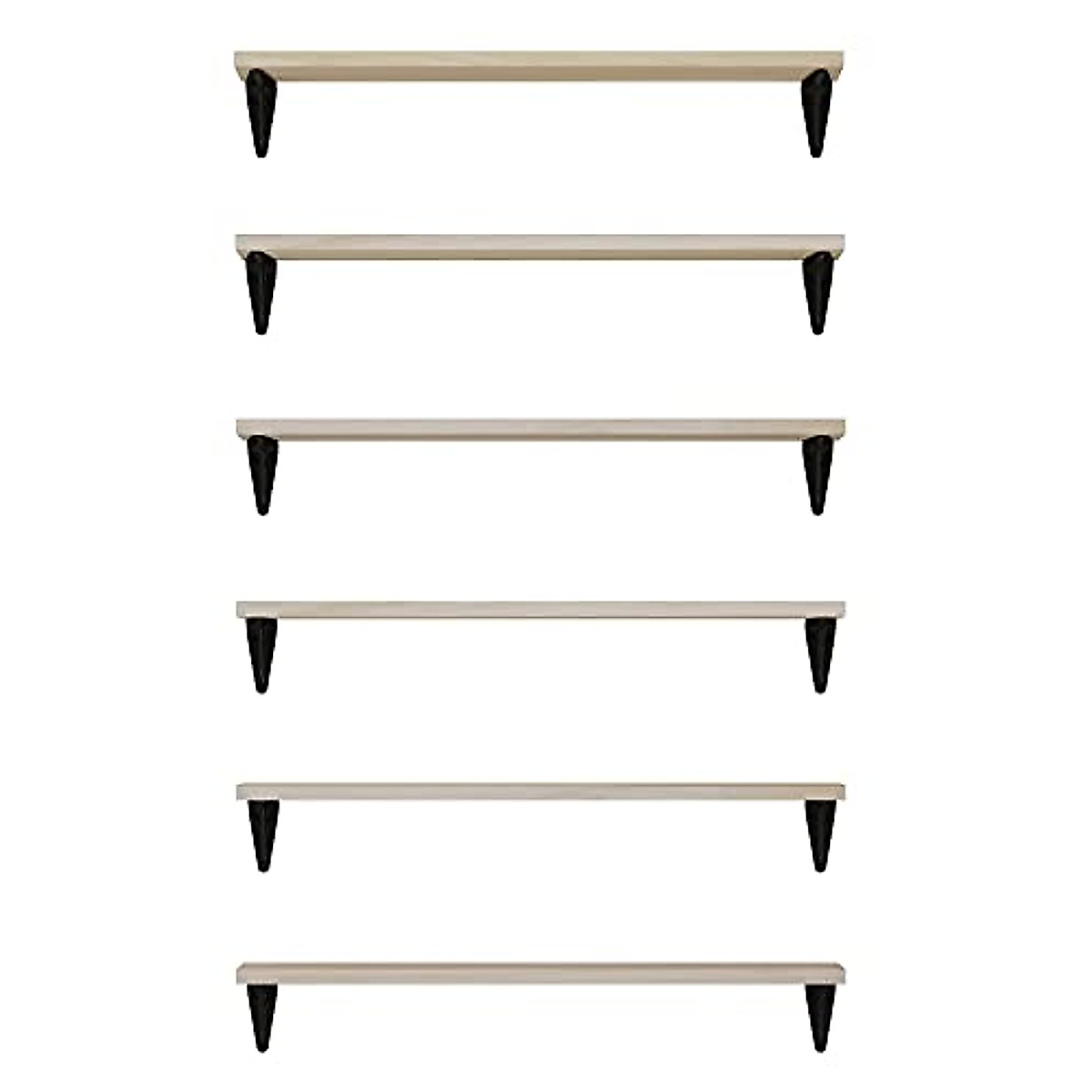 Wallniture Arras Floating Shelves, Living Room Bookshelf, Wall Shelves for Bedroom, Kitchen Organization Units & Office Wall Decor 24" Natural Wood Shelf Set of 6