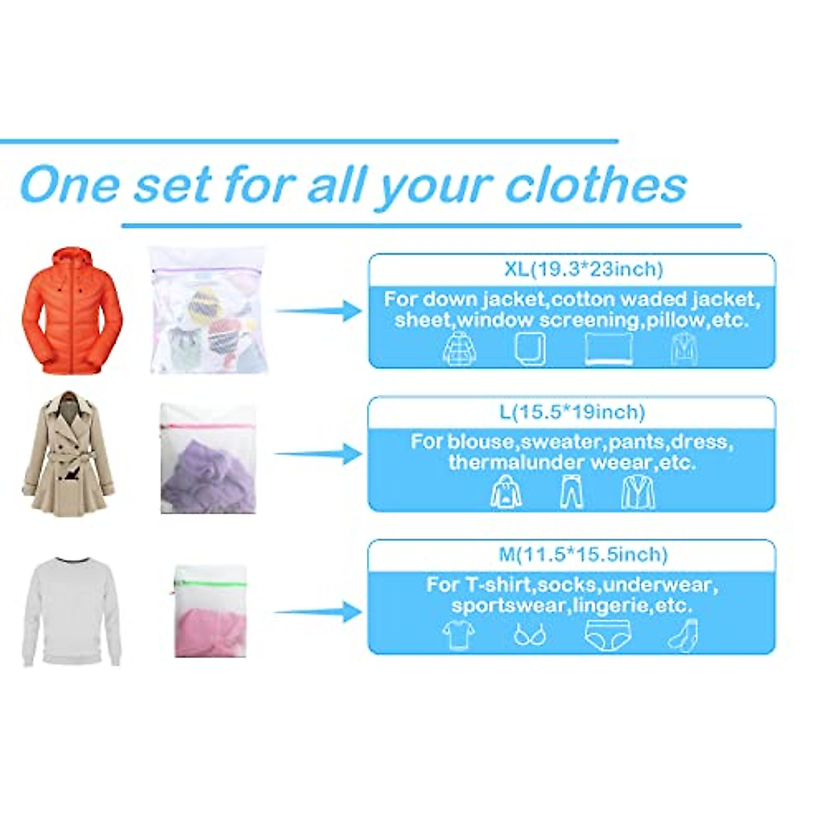 CCidea 3 Pack Mesh Laundry Bag for Delicates, for Washing Machine,Clothing Washing Bags with Zipper (Set of 3) Clear inventory