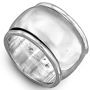 Boho-Magic 925 Sterling Silver Spinner Dome Ring for Women Fidget Ring Band Wide Hammered (8)