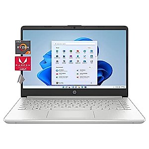 HP 2022 Newest 14 inch FHD Display Laptop, AMD Ryzen 3 3250U (Beat i5 7200U), 12GB RAM, 256GB SSD, AMD Radeon Graphics, WiFi 6, Bluetooth, Windows 11 Home, Bundle with JAWFOAL
