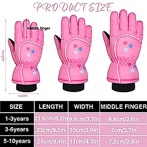 Boao Kids Snow Ski Gloves Winter Waterproof Warm Snowboard Mittens for Girl and Boy (Pink,5-10 Years)