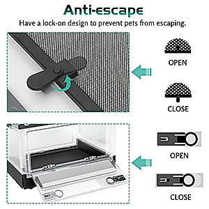 NEPTONION Reptile Terrarium 15.5"x12"x9" Reptile Breeding Enclosure Kits, Comes with Thermometer, Tong, Bowl and Some Decors, Suitable for Gecko,Chameleon, Lizard, Iguana,Snake, Bearded DragonTONION
