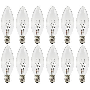 Creative Hobbies Replacement Light Bulbs for Electric Candle Lamps, Window Candles, & Chandeliers - 5 Watt Candelabra, Clear, Steady Burning, 120v 5w Bulb - Pack of 12