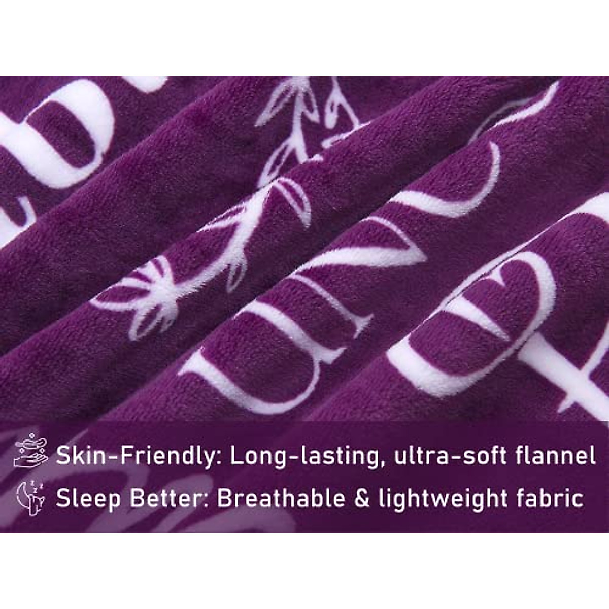 Wonderful Grandma Throw Blanket | Best Grandma Gifts | Wrap Your Grandmother with Love and Inspirational Words | Comfort Grandma Blanket Mothers Day Birthday Gifts for Grandma (Purple, Flannel)