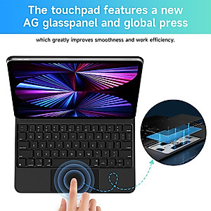 HOU Keyboard Case for iPad Air 13 inch 2024 M2, Keyboard Case for iPad Pro 12.9 inch 6th/5th/4th/3rd (2018-2022), Not for iPad Pro 2024 M4, Magnetic Stand, Multi-Touch Trackpad, 7-color backlight