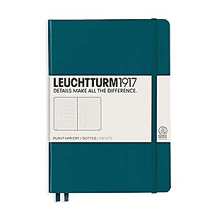 Leuchtturm1917 Hardcover A5 Medium, Dotted Notebook, Pacific Green