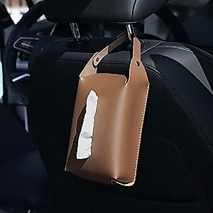 BAWHO Exquisite Car Tissue Box Cover Rectangular Napkin Box Facial Tissue Boxes Wipe Dispenser Hanging Tissue Holder/Brown