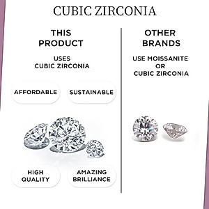 Jewelili 10K White Gold Solitaire Pendant Necklace Set with Round Cut Cubic Zirconia, 18" Rope Chain