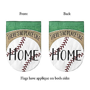 Dicksons There's No Place Like Home White Baseball 19 x 13 Small Polyester Outdoor Hanging Garden Flag