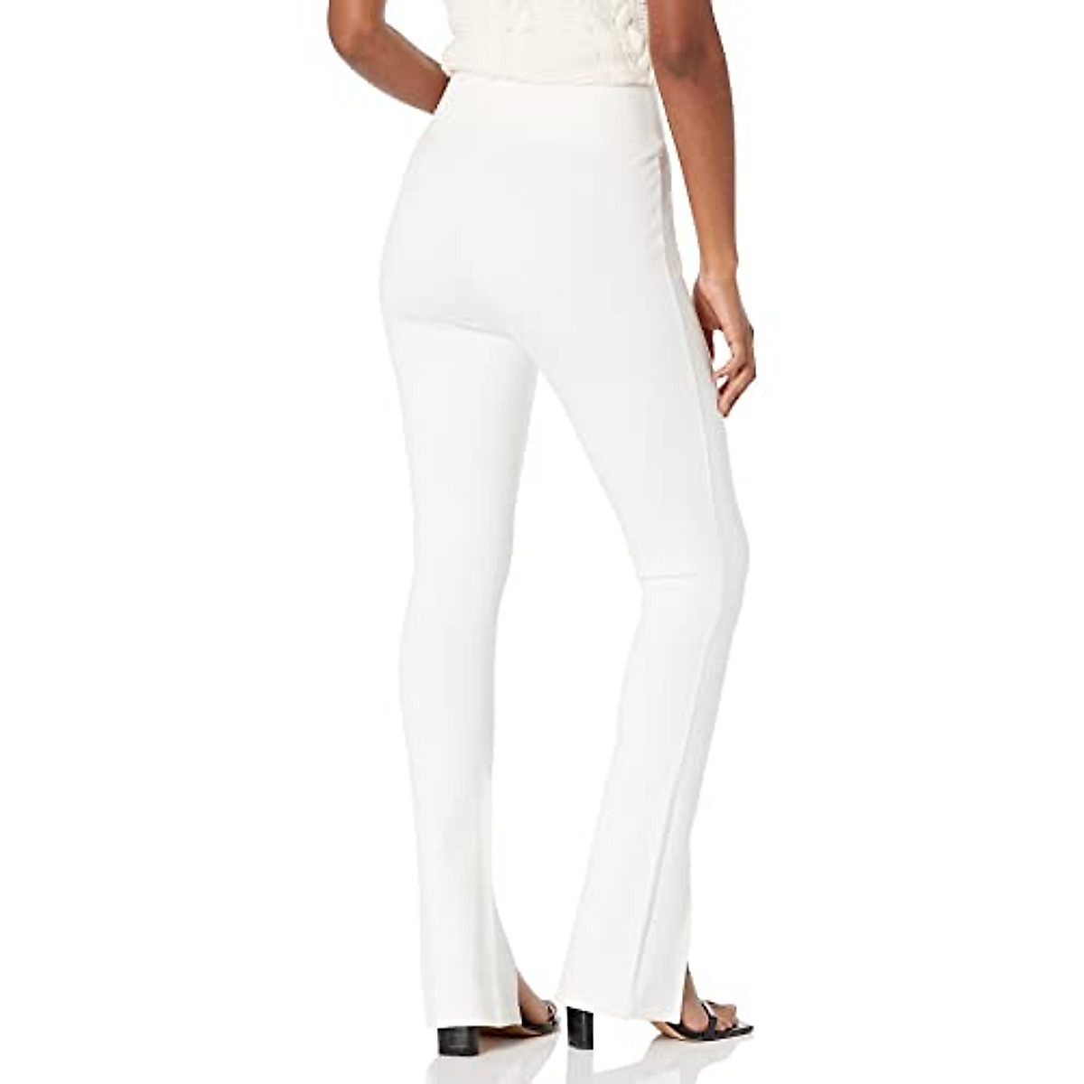The Drop Women's Uma High Rise Fitted Slit Front Flare Pull-on Pant, Ivory, M