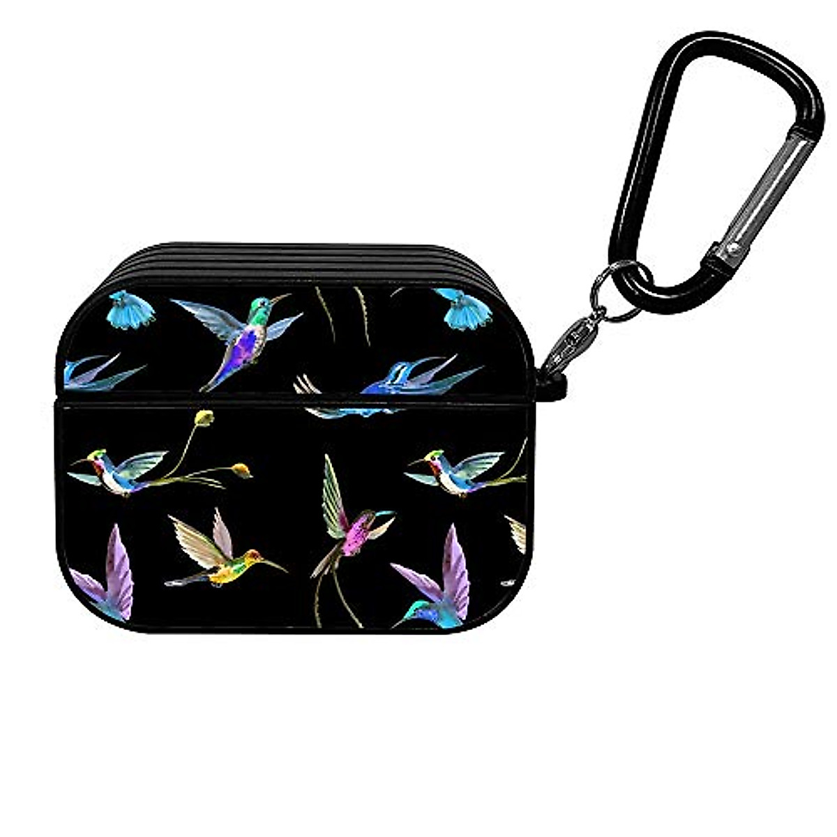 Shockproof Portable Protective Hard Printing Pattern Cover Case with Carabiner Compatible with AirPods Pro / Hummingbird Pattern