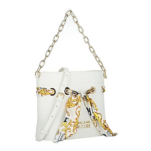 Versace Jeans Couture White Scarf Embellished Medium Bucket Bag for womens