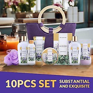 Spa Luxetique Gift Baskets for Women, Spa Gifts for Women-10pcs Lavender Gift Sets with Body Lotion, Bubble Bath, Relaxing Bath Sets for Women Gift, Birthday Gifts for Women, Mothers Day Gifts for Mom