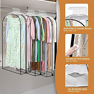 60 Inch Long Garment Bags for Hanging Clothes, 10 Gusseted Clear Garment Bags for Storage, Dress Bags for Gowns long with Side Zipper, Clothes Storage Bag for Coats, Gowns, Suits, Sweaters（3 Packs）