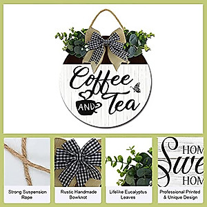 Sokomurg Coffee and Tea Coffee Bar decor sign Rustic Farmhouse Wooden Round Retro Coffee Bar Decor Coffee Lover Coffee Station Decor Home Office Kitchen Wall Decor