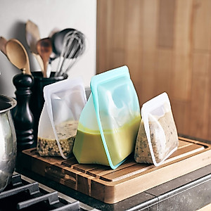 Stasher Reusable Silicone Storage Bags Bundle - Mega & Sandwich (Clear)