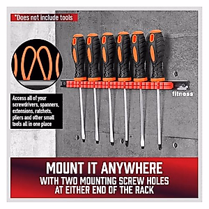 Plastic Wrench Screwdriver Organizer Rail Rack Storage Holder Garage Workshops Hardware Tool Display Hanger ABS Wall Mount(Red)