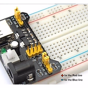 ALAMSCN 3.3V 5V MB102 Solderless Breadboard Power Supply Module with 9V Battery Clip Power Cable 2.1x 5.5mm Male DC Jack Plug for Arduino (Pack of 8)