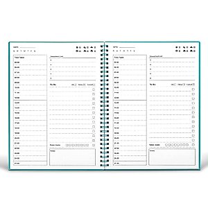 Daily Planner Undated, To Do List Notebook with Hourly Schedule, Time Management Manual and Planner, Personal Organizers, 7.6"x10.2", 48 Sheets/96 Pages, Green
