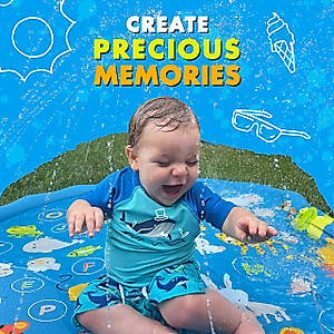 SplashEZ 3-in-1 Splash Pad, Sprinkler for Kids & Baby Pool for Learning – Toddler Sprinkler Pool, 60’’ Outside Water Toys – “from A to Z” Outdoor Play Mat for Babies & Toddlers