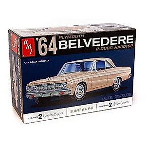 AMT - 1964 Plymouth Belvedere (w/Straight 6 Engine) 2T, 1:25 (AMT1188M), White
