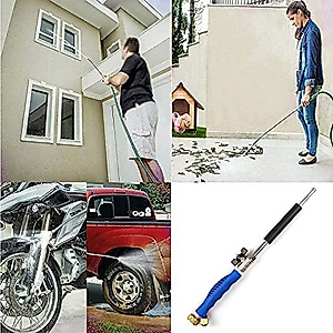 YunGuoGuo High Pressure Power Wash Hose Nozzle Attachment 30 Inches Extension Rod Blue，Hydro Jet Garden Watering Wand for Gutter Cleaning