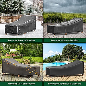 Mrrihand Chaise Lounge Cover, Outdoor Furniture Covers For Winter, Patio Lounge Chair Cover Waterproof and UV Resistant, Heavy Duty Outdoor furniture covers with Air Vent 2 Pack - 84L x 32W x 32H inch