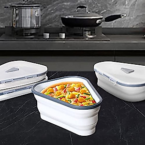 Pizza container, Silicone pizza container, 5 plate pizza container, Reusable pizza storage, Expandable pizza container