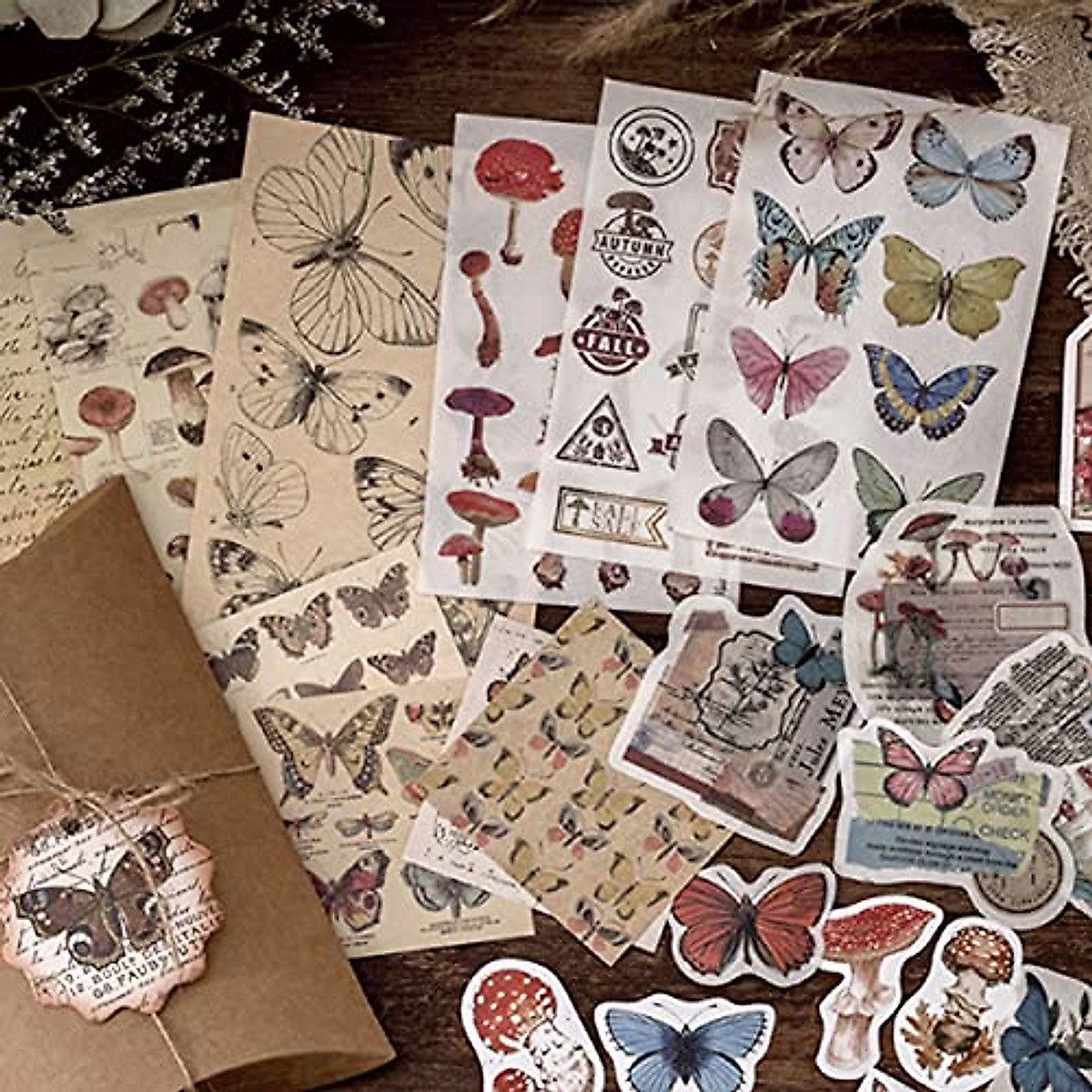 Yodely Vintage Scrapbooking Supplies, Junk Journal Supplies Kit DIY Journaling Aesthetic Stickers Vintage Antique Retro Natural Collection for DIY Scrapbook Planners Diary Journals Embellishment