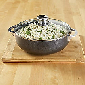 IMUSA USA 3.2-Quart Nonstick Charcoal Caldero (Dutch Oven) with Glass Lid,Black