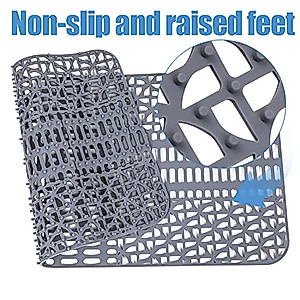 JUSTOGO Sink Protectors for Kitchen Sink,Silicone Sink Mat Grid Accessory 26 "x 13 ",1 PCS Non-slip Grey Sink Mats for Bottom of Kitchen Farmhouse Stainless Steel Porcelain Sink