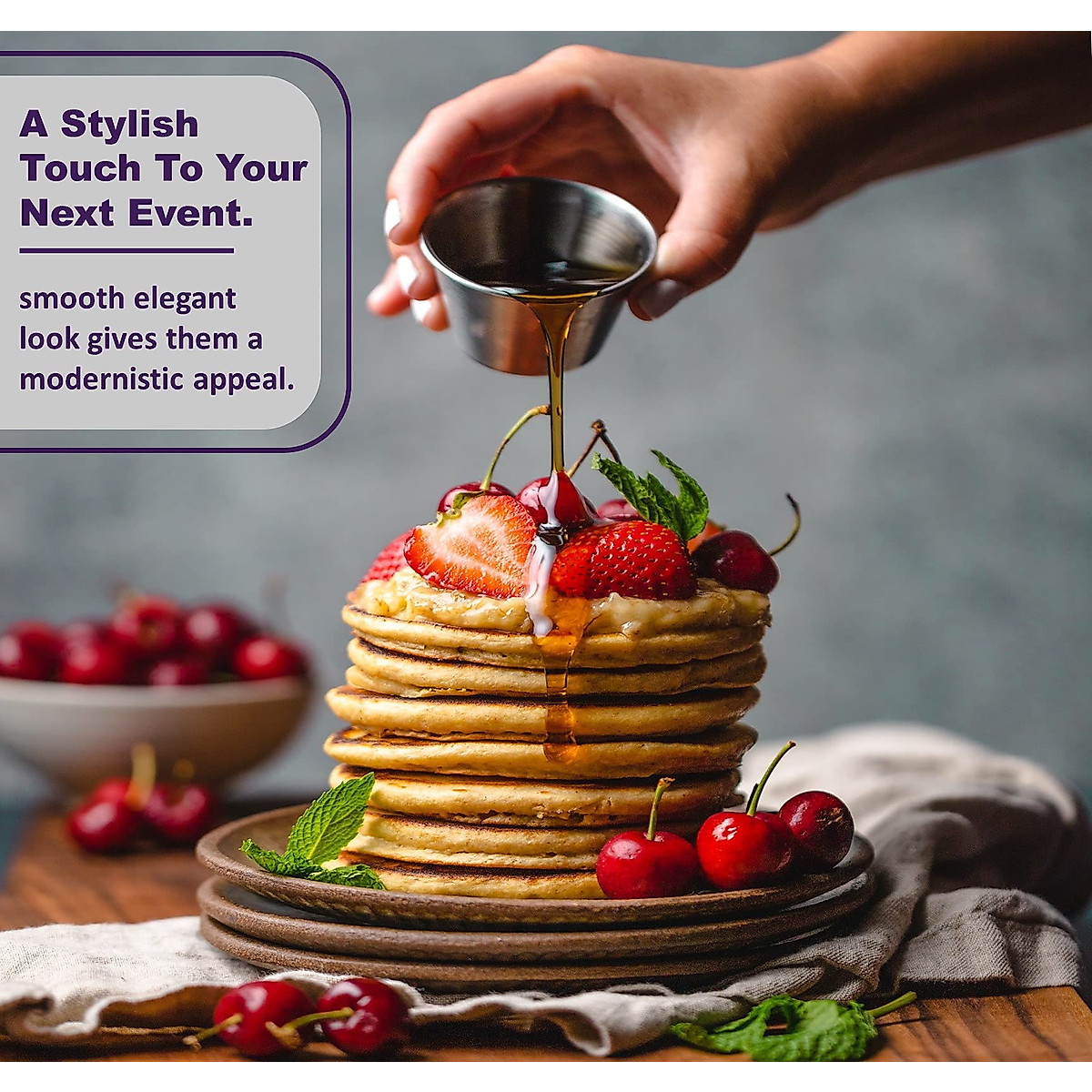 (24 Pack, 2 Sizes) Small Sauce Cups, Stainless Steel Ramekin Dipping Sauce Cup, Commercial Grade Individual Round Condiment Cups (12 of - 1.5oz: 12 of - 2.5oz)