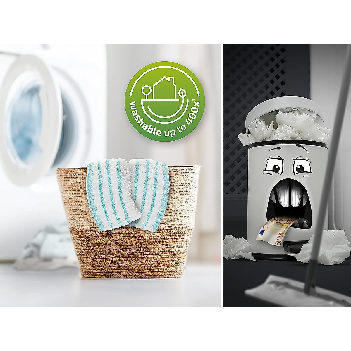 Leifheit Profi Micro Duo Wiper, Folded, for All Smooth Floors, Replacement Cover, 55126, XL 42, Blue